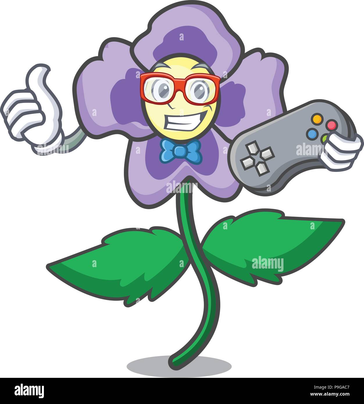 Gamer pansy flower mascot cartoon vector illustration Stock Vector ...