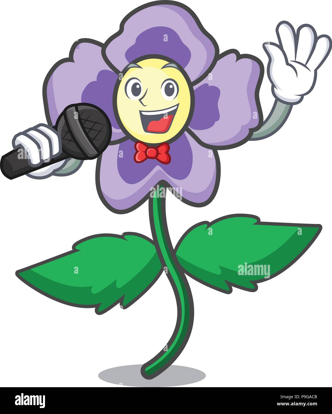 Singing pansy flower mascot cartoon vector illustration Stock Vector ...
