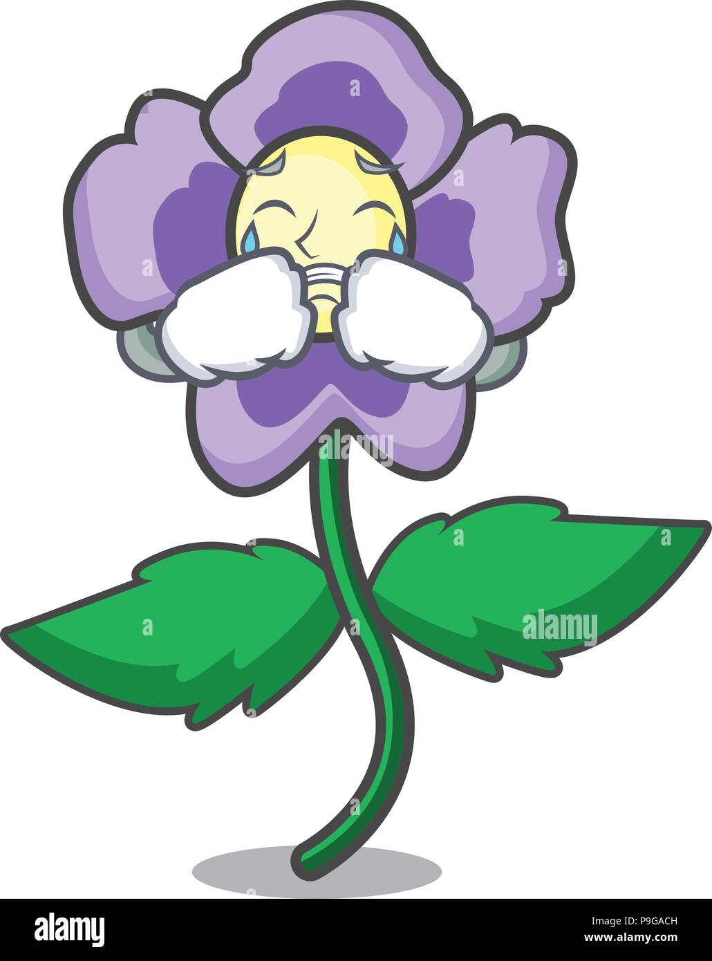 Crying pansy flower mascot cartoon vector illustration Stock Vector ...