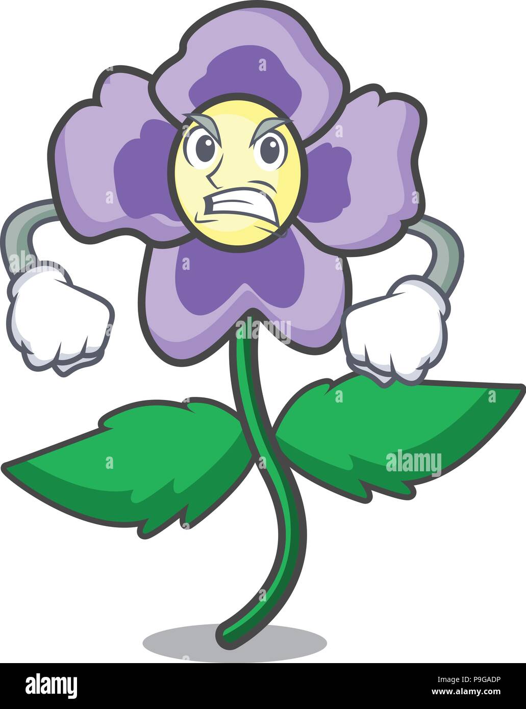 Angry pansy flower mascot cartoon vector illustration Stock Vector ...