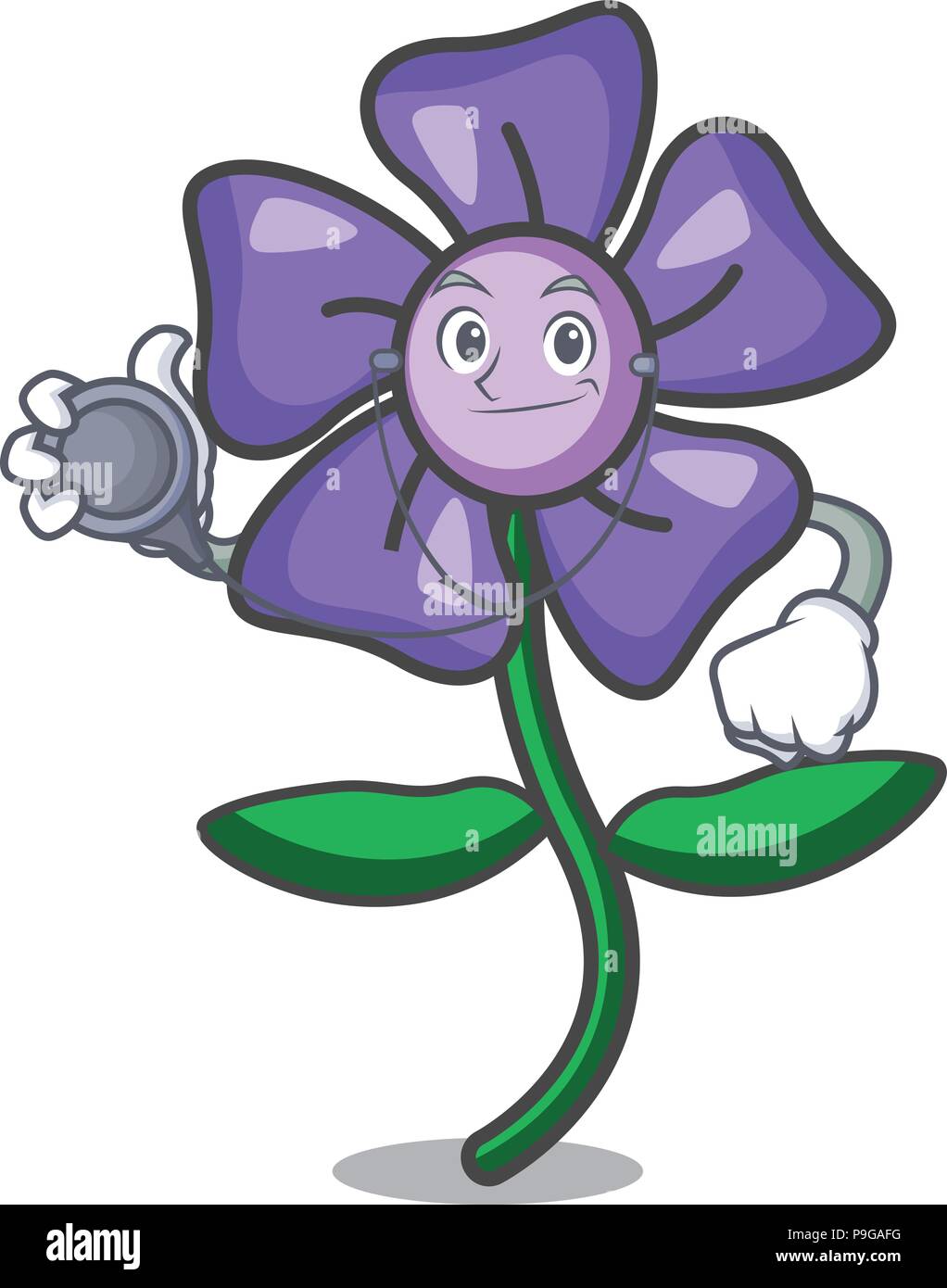 Doctor periwinkle flower character cartoon vector illustration Stock ...