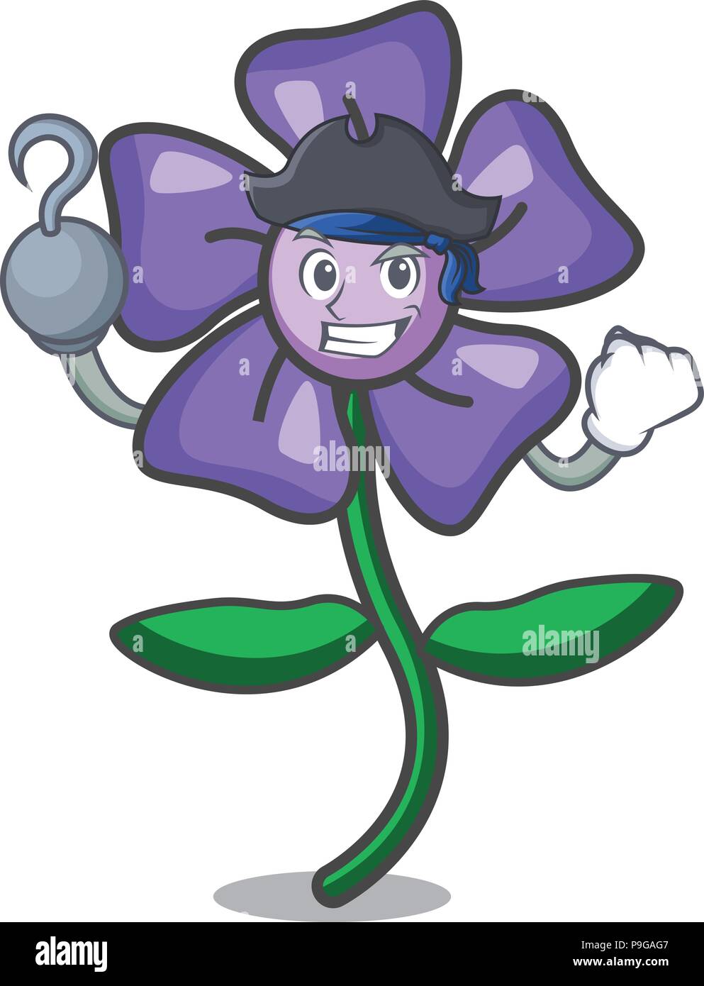 Pirate periwinkle flower character cartoon vector illustration Stock ...