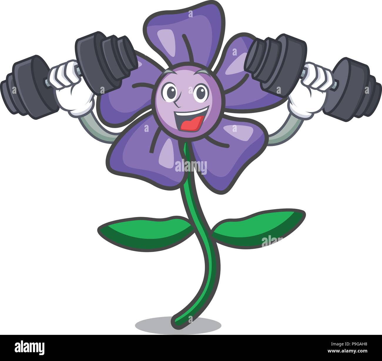Fitness periwinkle flower character cartoon vector illustration Stock ...