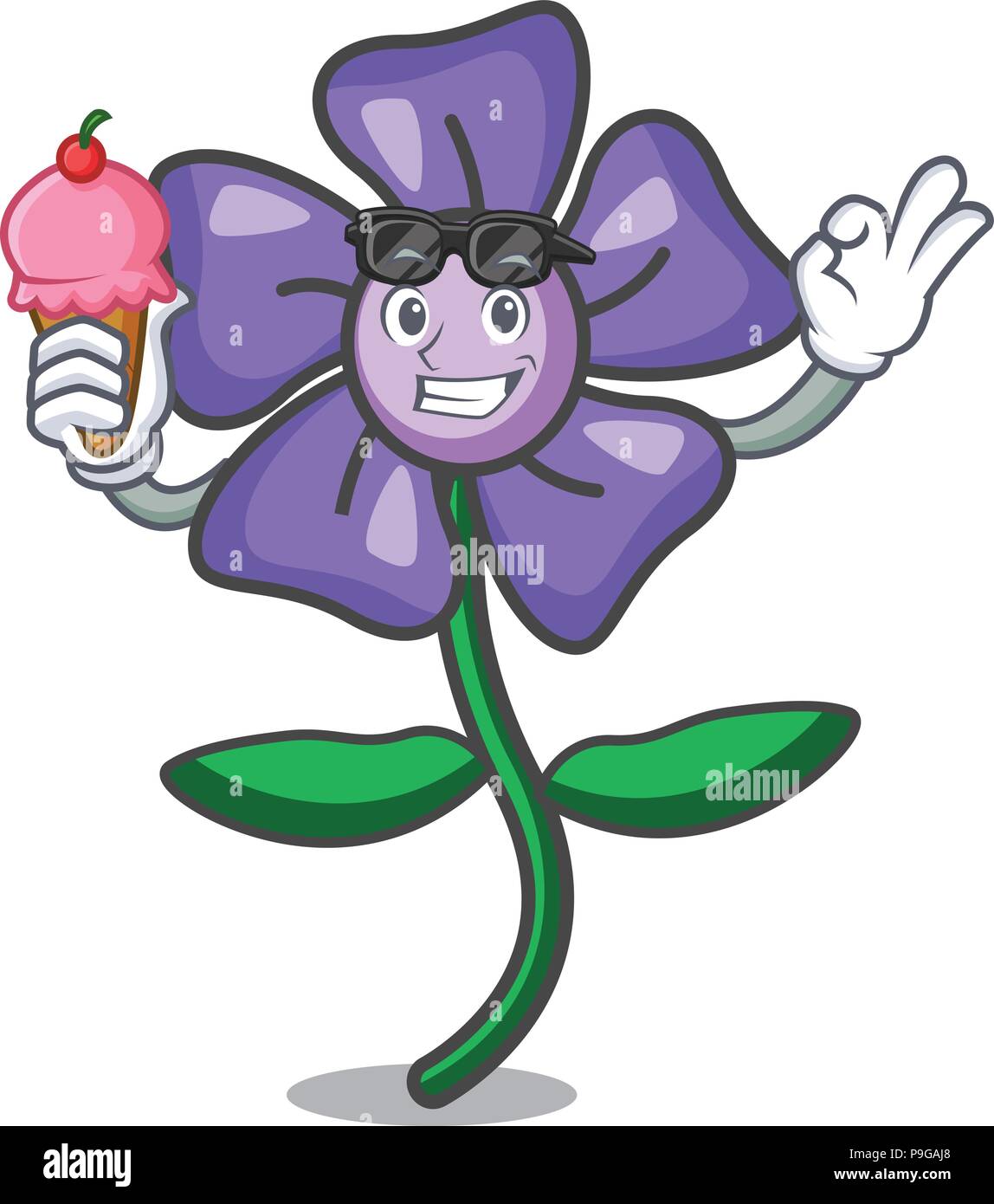 With ice cream periwinkle flower character cartoon vector illustration ...