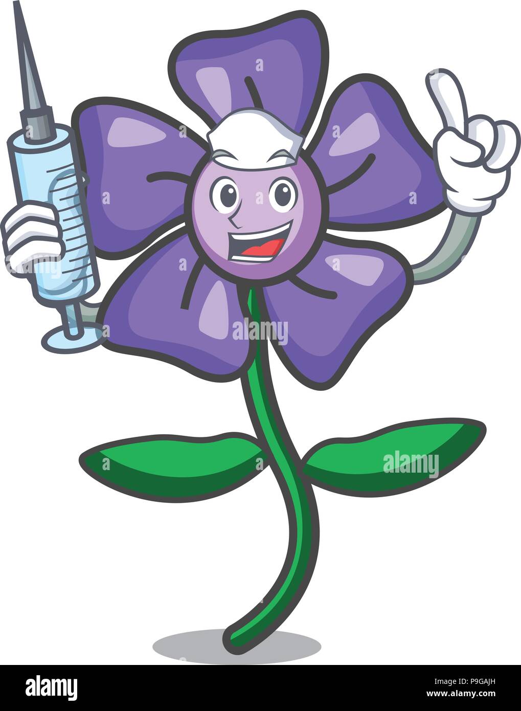 Nurse periwinkle flower character cartoon vector illustration Stock ...