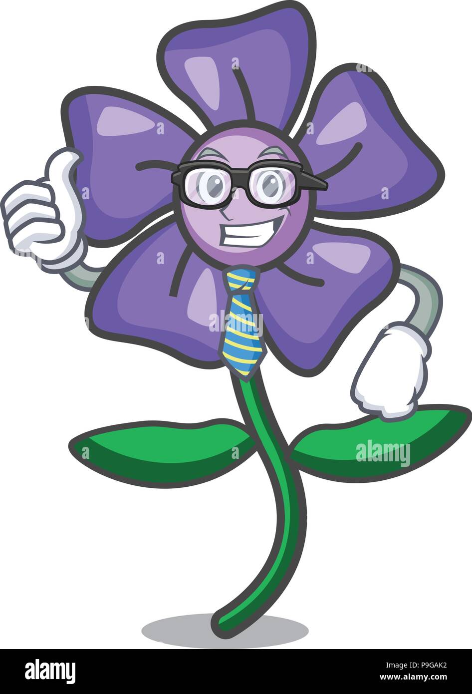 Businessman periwinkle flower character cartoon vector illustration ...