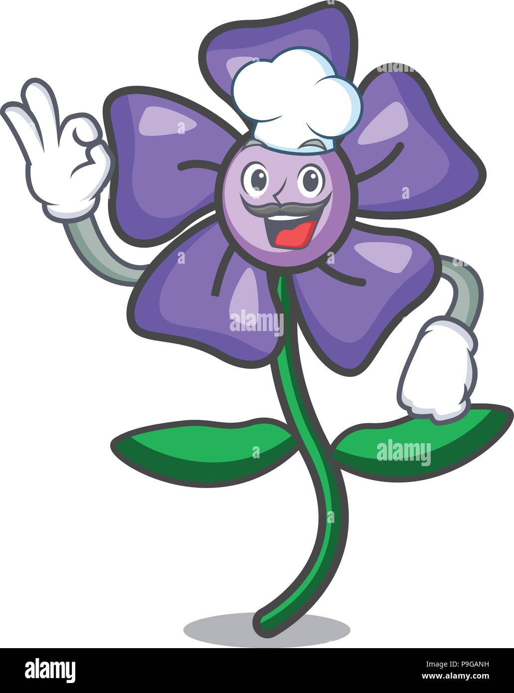 Chef periwinkle flower character cartoon vector illustration Stock ...