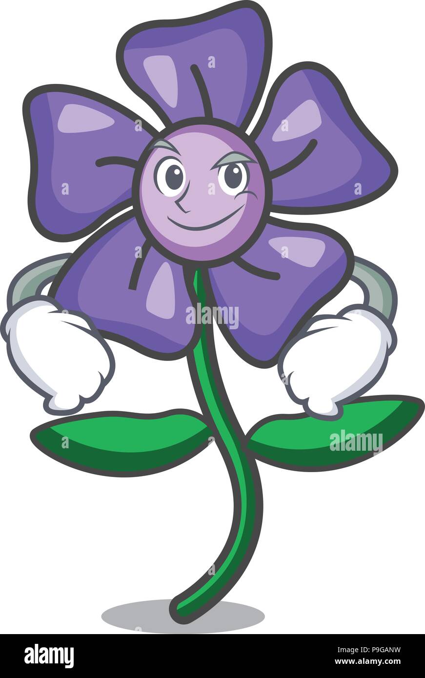 Smirking periwinkle flower character cartoon vector illustration Stock ...