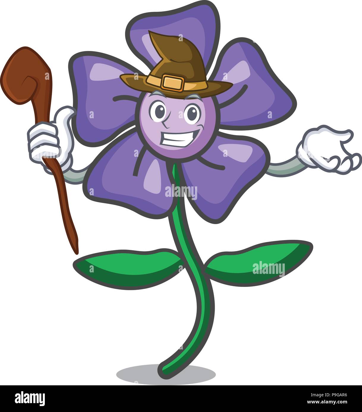 Witch periwinkle flower mascot cartoon vector illustration Stock Vector ...