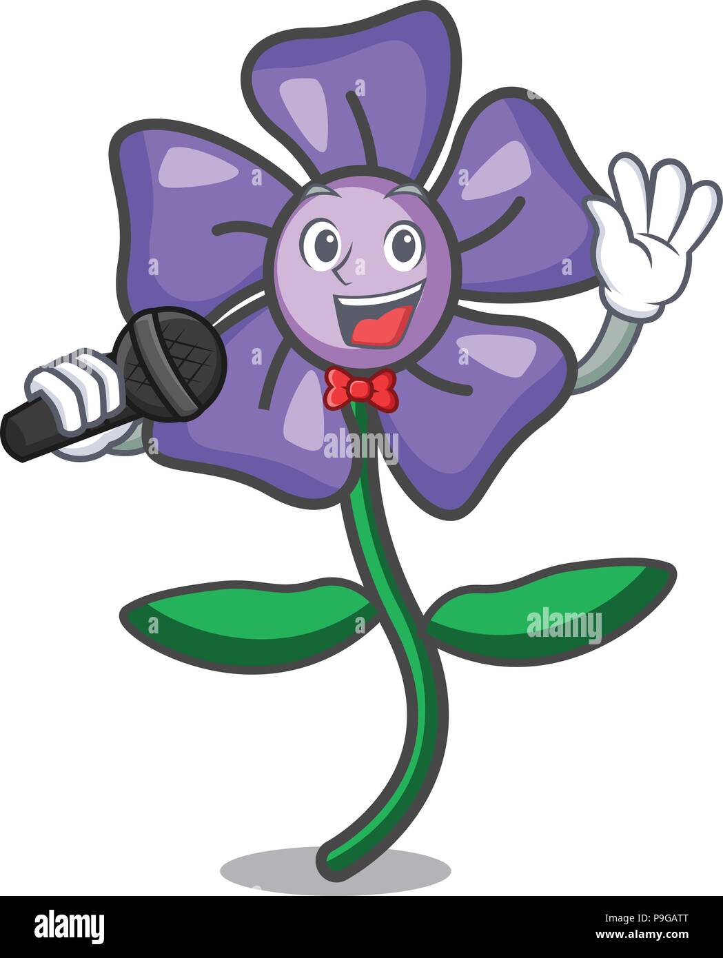 Singing periwinkle flower mascot cartoon vector illustration Stock ...