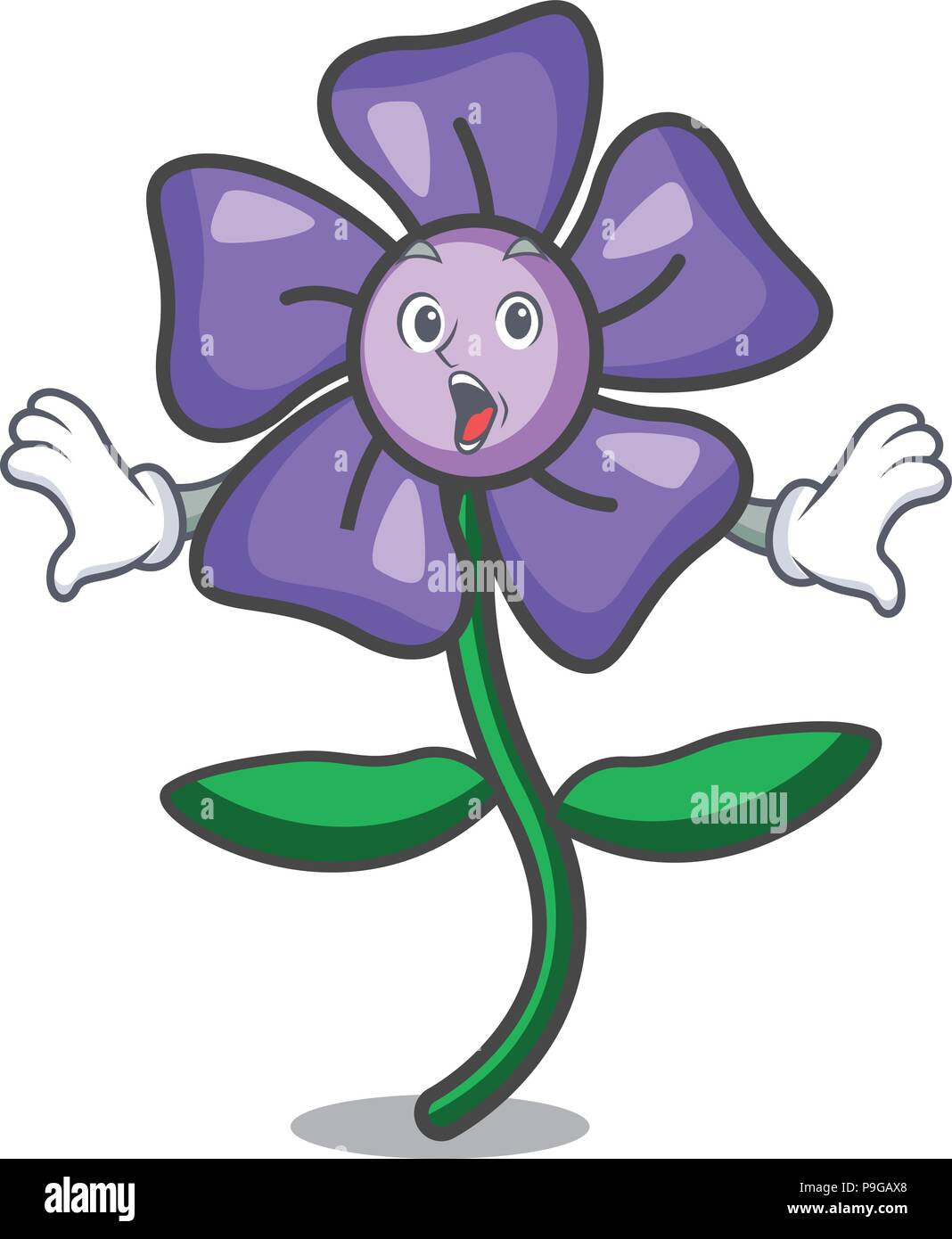 Surprised periwinkle flower mascot cartoon vector illustration Stock ...