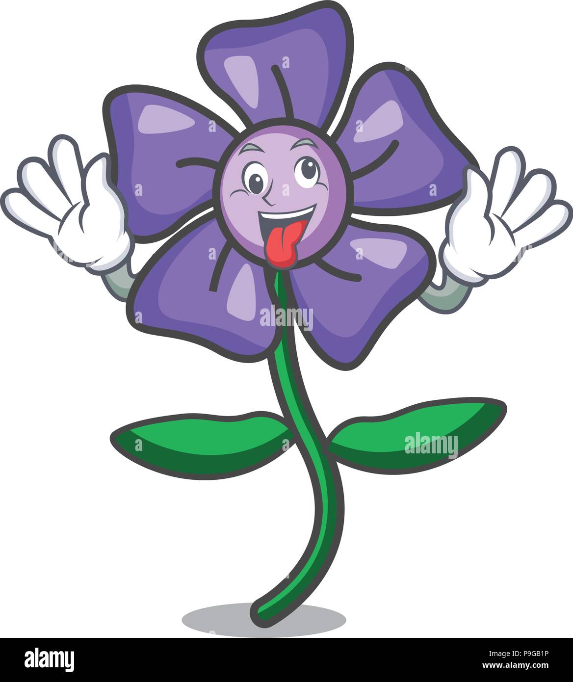 Crazy periwinkle flower mascot cartoon vector illustration Stock Vector ...
