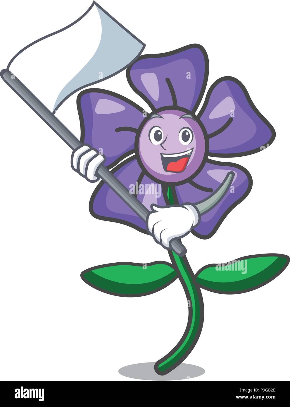 With flag periwinkle flower mascot cartoon vector illustration Stock ...