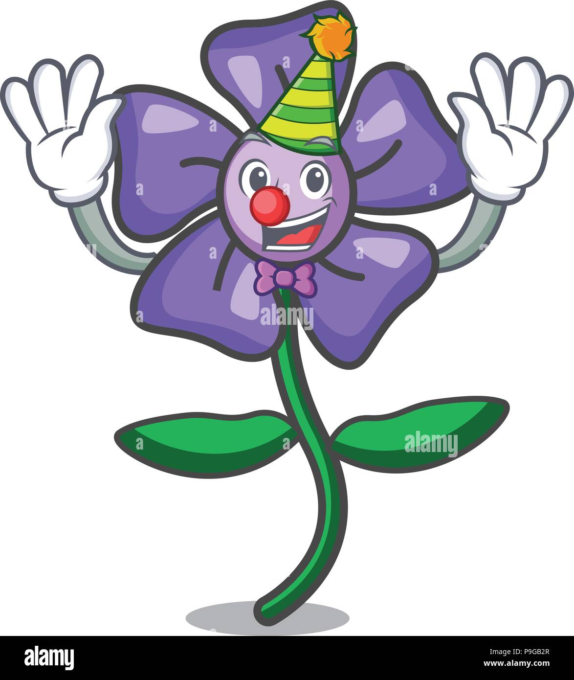 Clown periwinkle flower mascot cartoon vector illustration Stock Vector ...