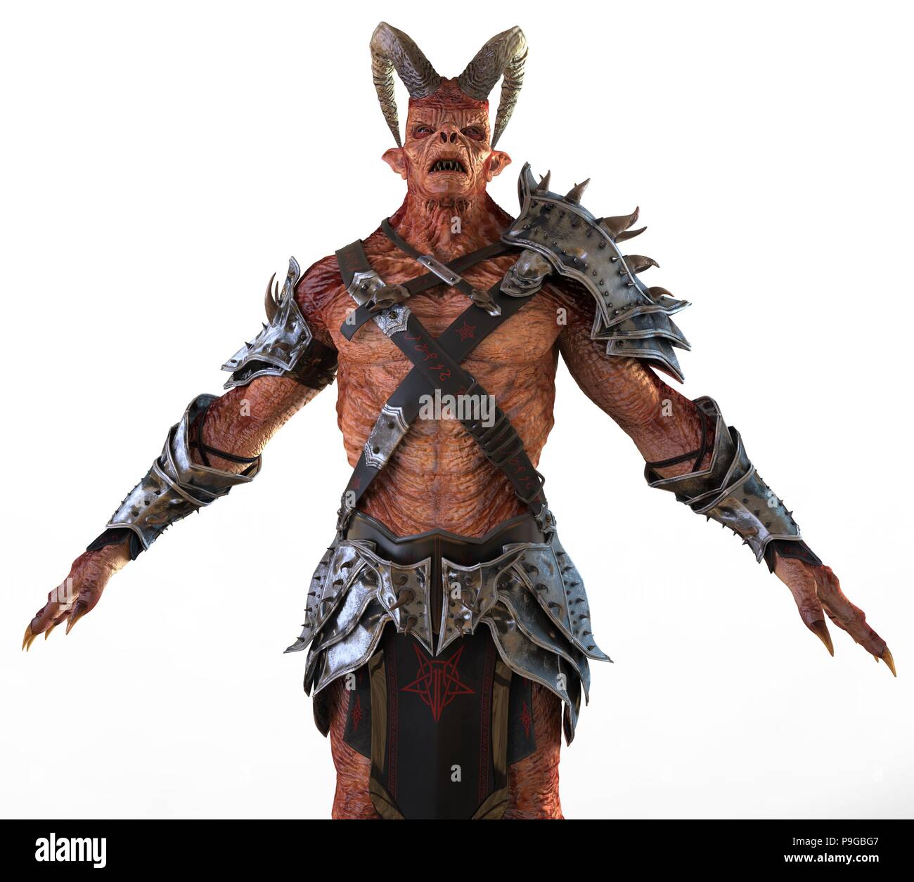 3D illustration demon monster isolated on white background Stock Photo ...