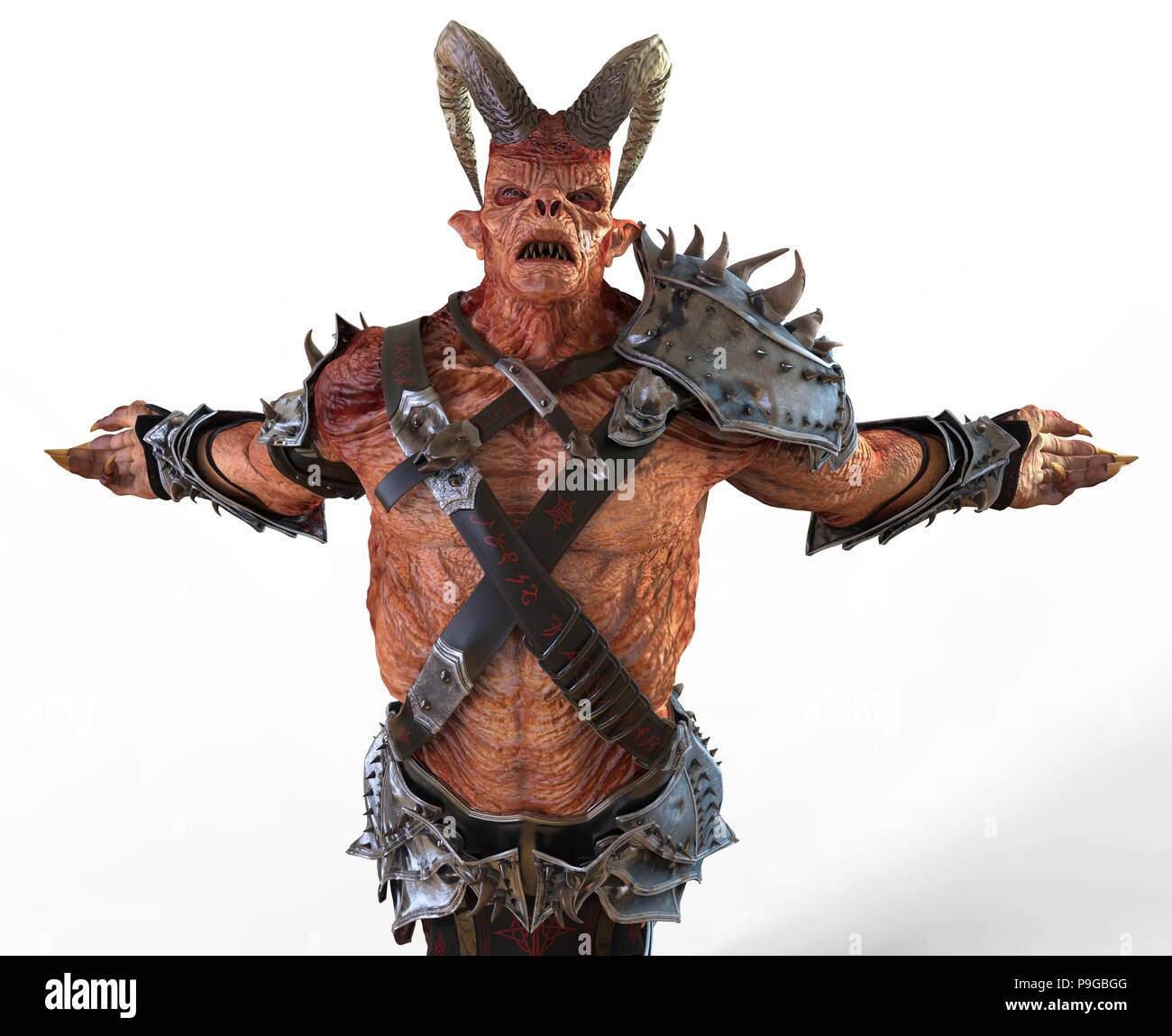 3D illustration demon monster isolated on white background Stock Photo ...