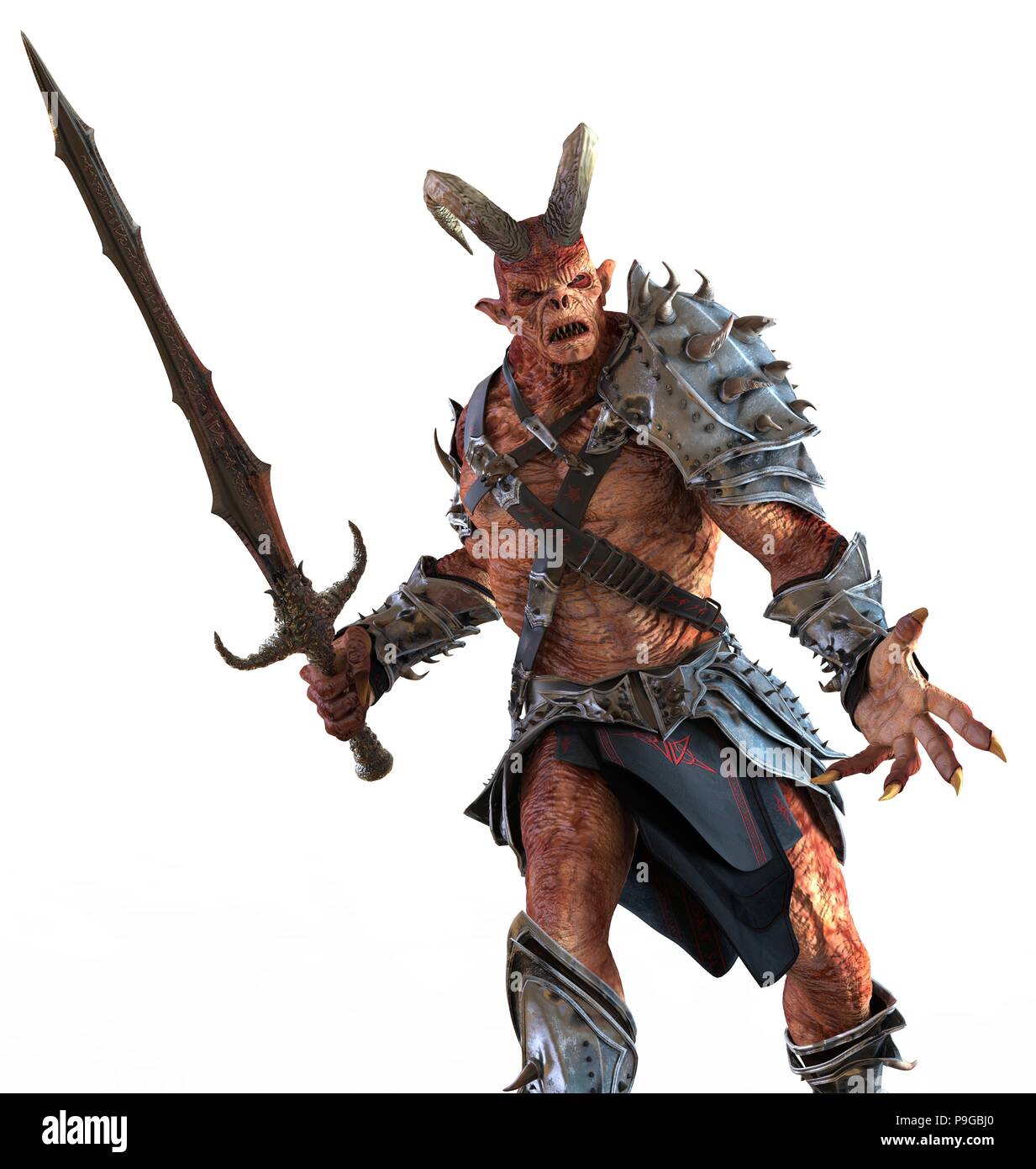 3D illustration demon monster isolated on white background Stock Photo ...