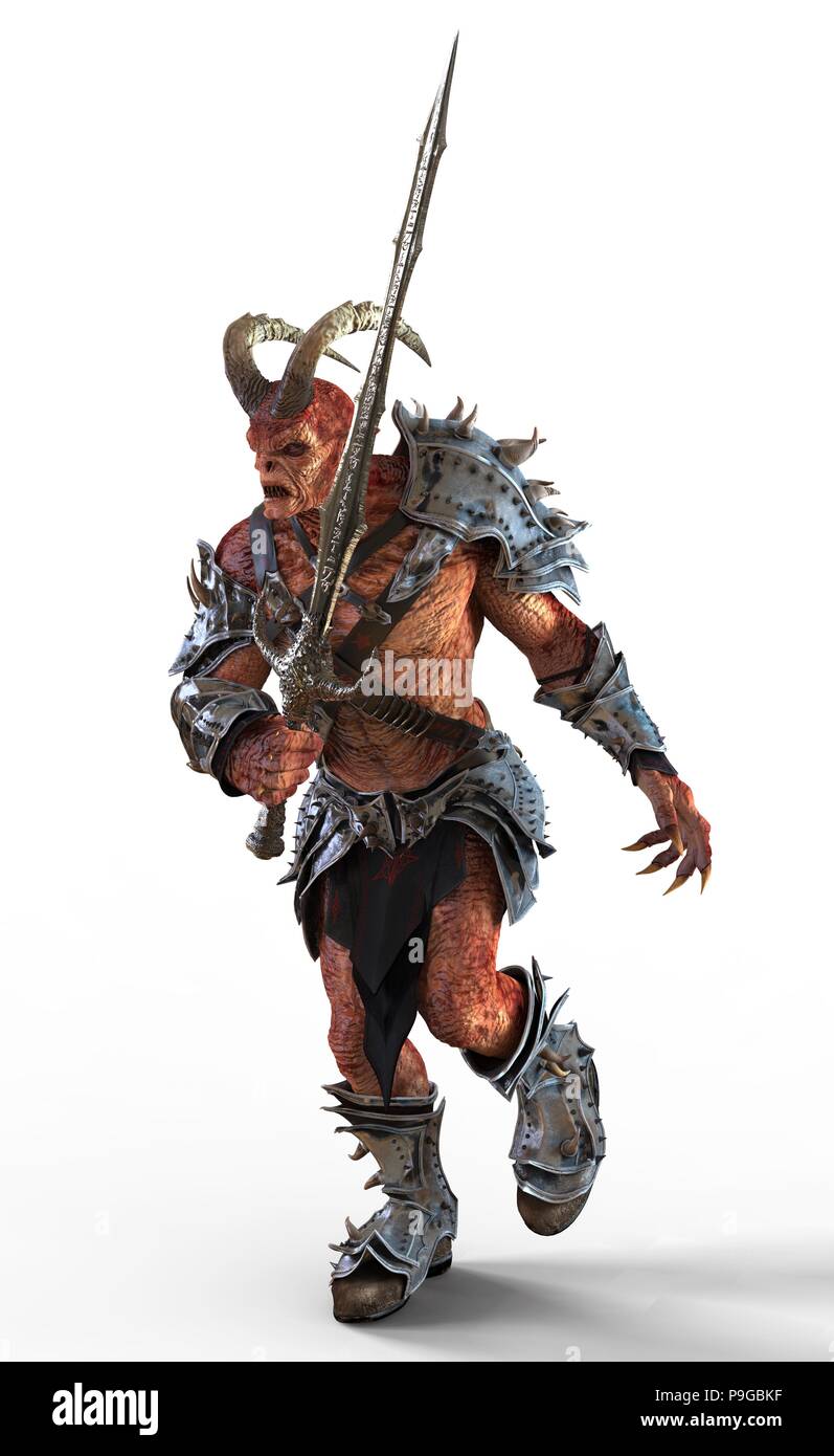 3D illustration demon monster isolated on white background Stock Photo ...