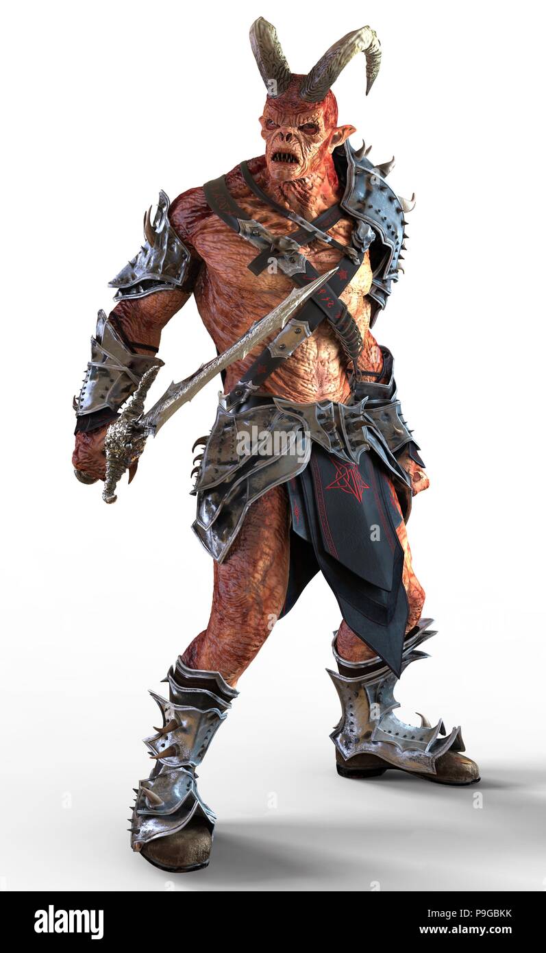 3D illustration demon monster isolated on white background Stock Photo ...