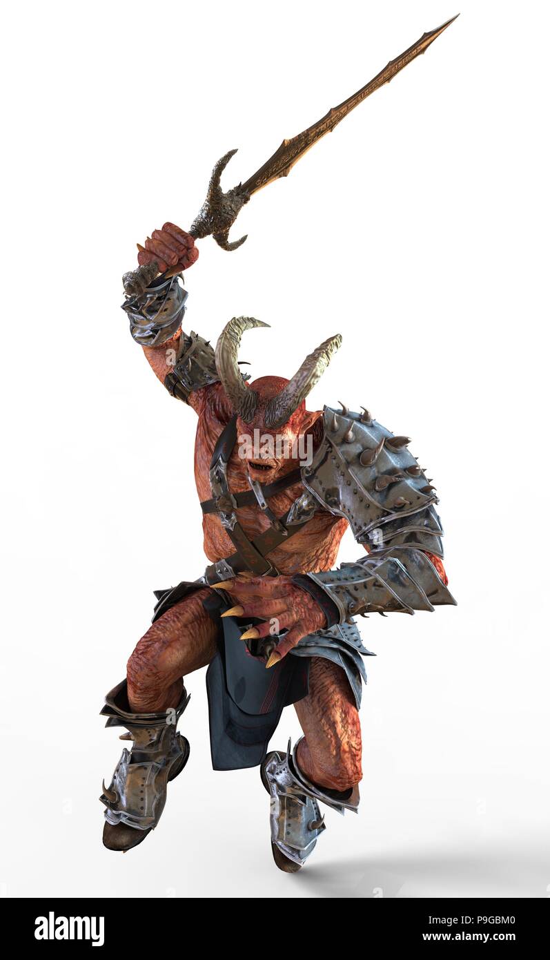 3D illustration demon monster isolated on white background Stock Photo ...