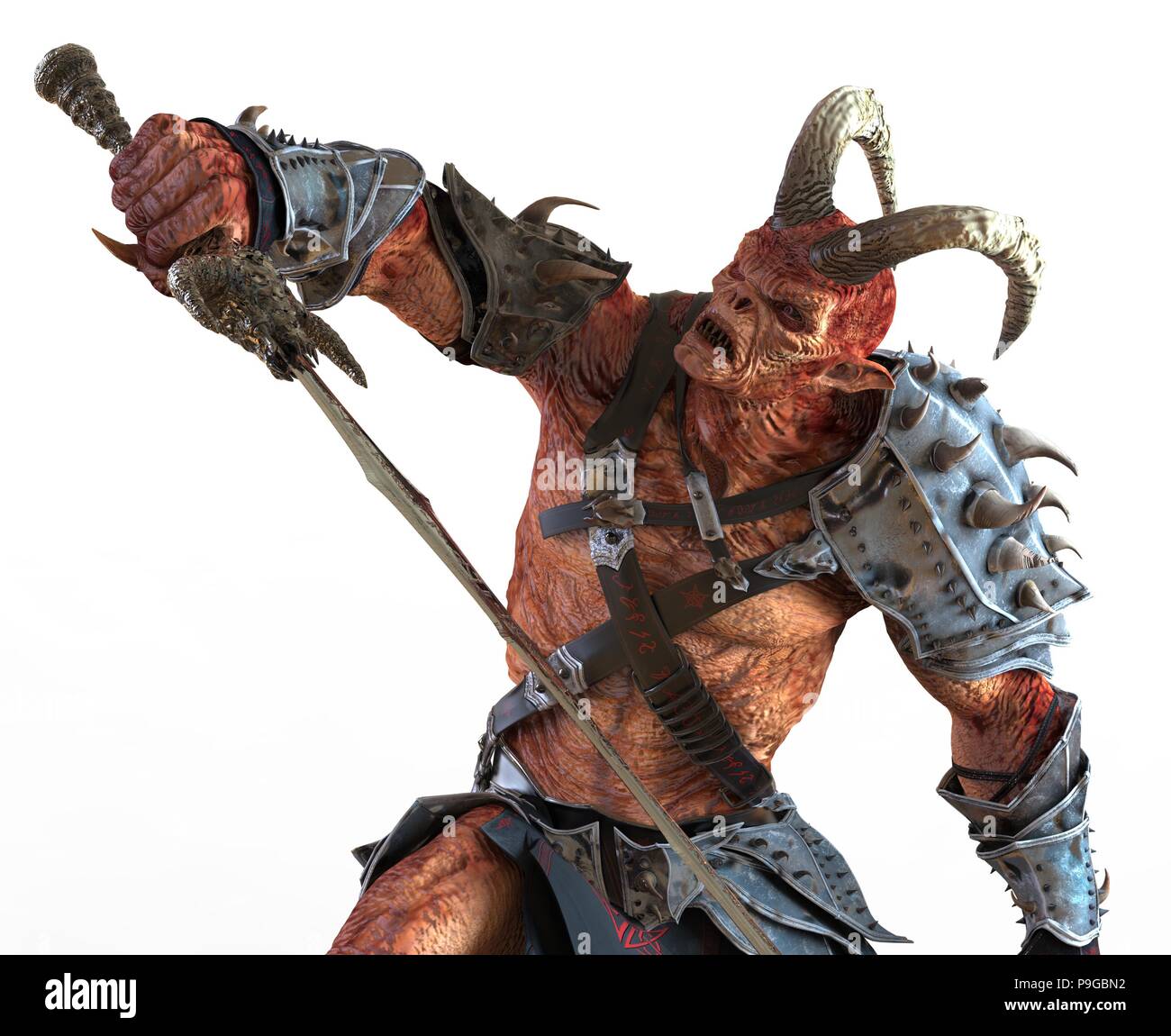 3D illustration demon monster isolated on white background Stock Photo ...