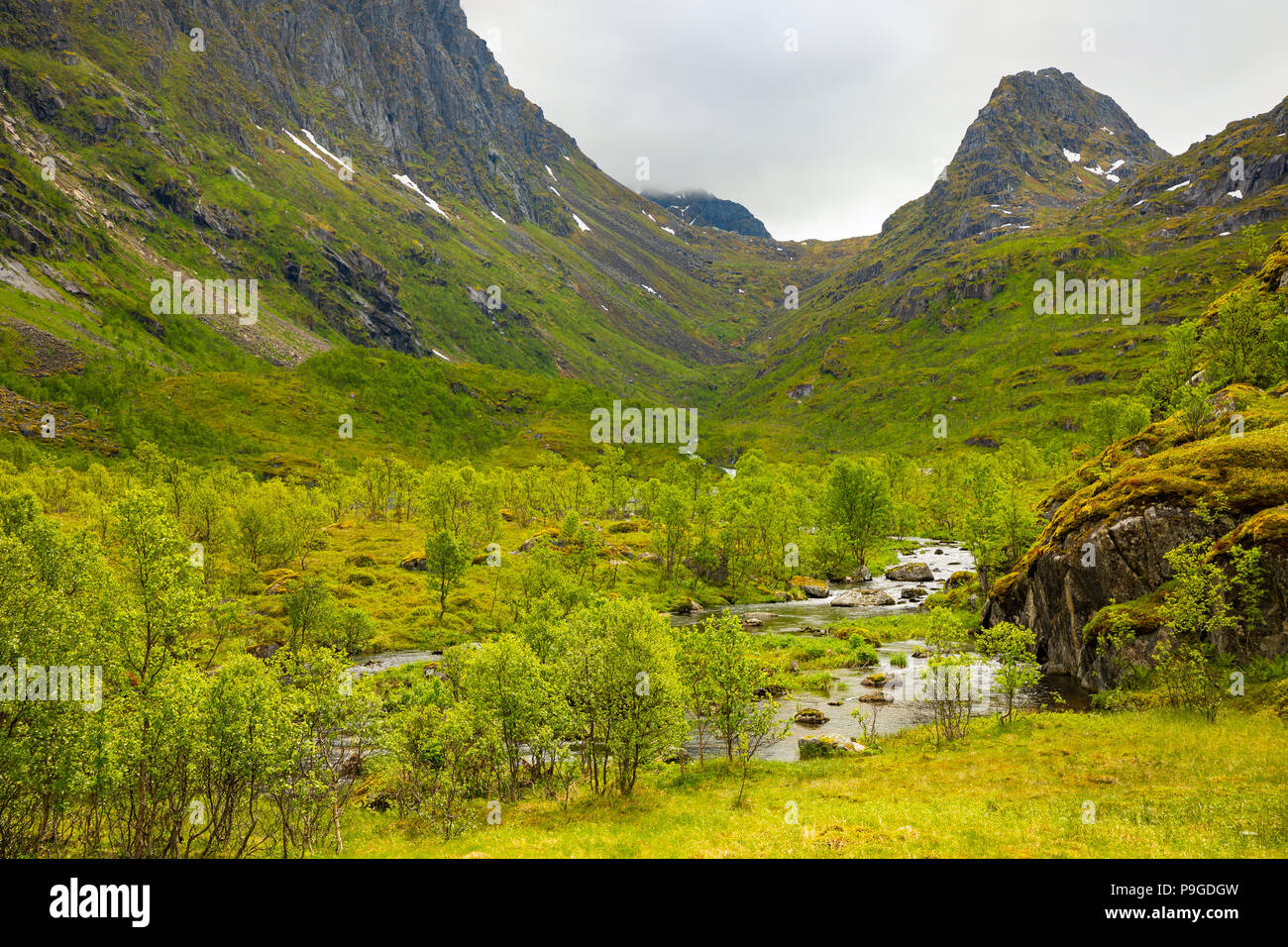 Mountain landscape and lovely creek in spring time, Norway Stock Photo ...