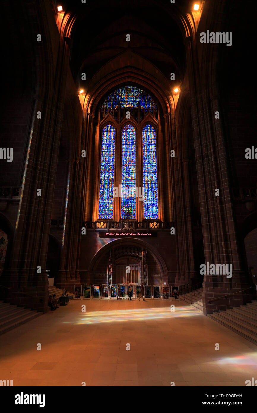 Interior of the Anglican Liverpool Cathedral, Liverpool, Merseyside ...