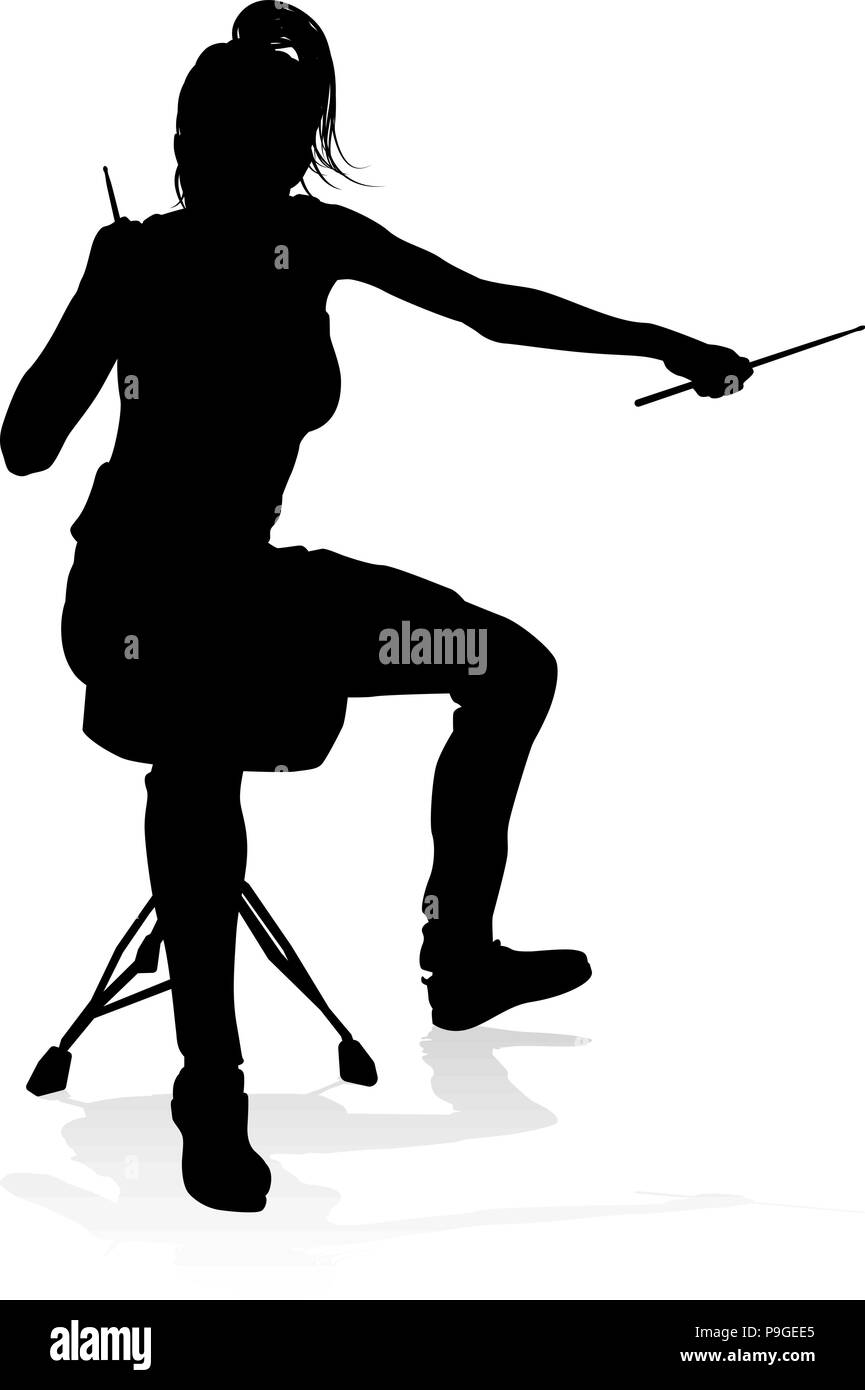 Woman drummer playing music instrument Stock Vector Images - Alamy