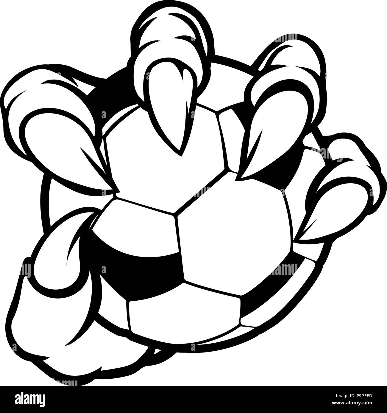 Monster animal claw holding Soccer Football Ball Stock Vector Image ...