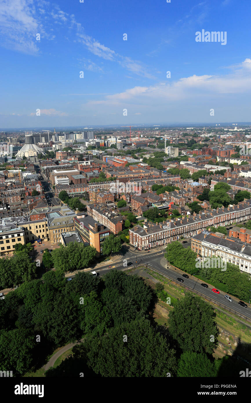 Rooftop view of Liverpool city from the Anglican Liverpool Cathedral ...