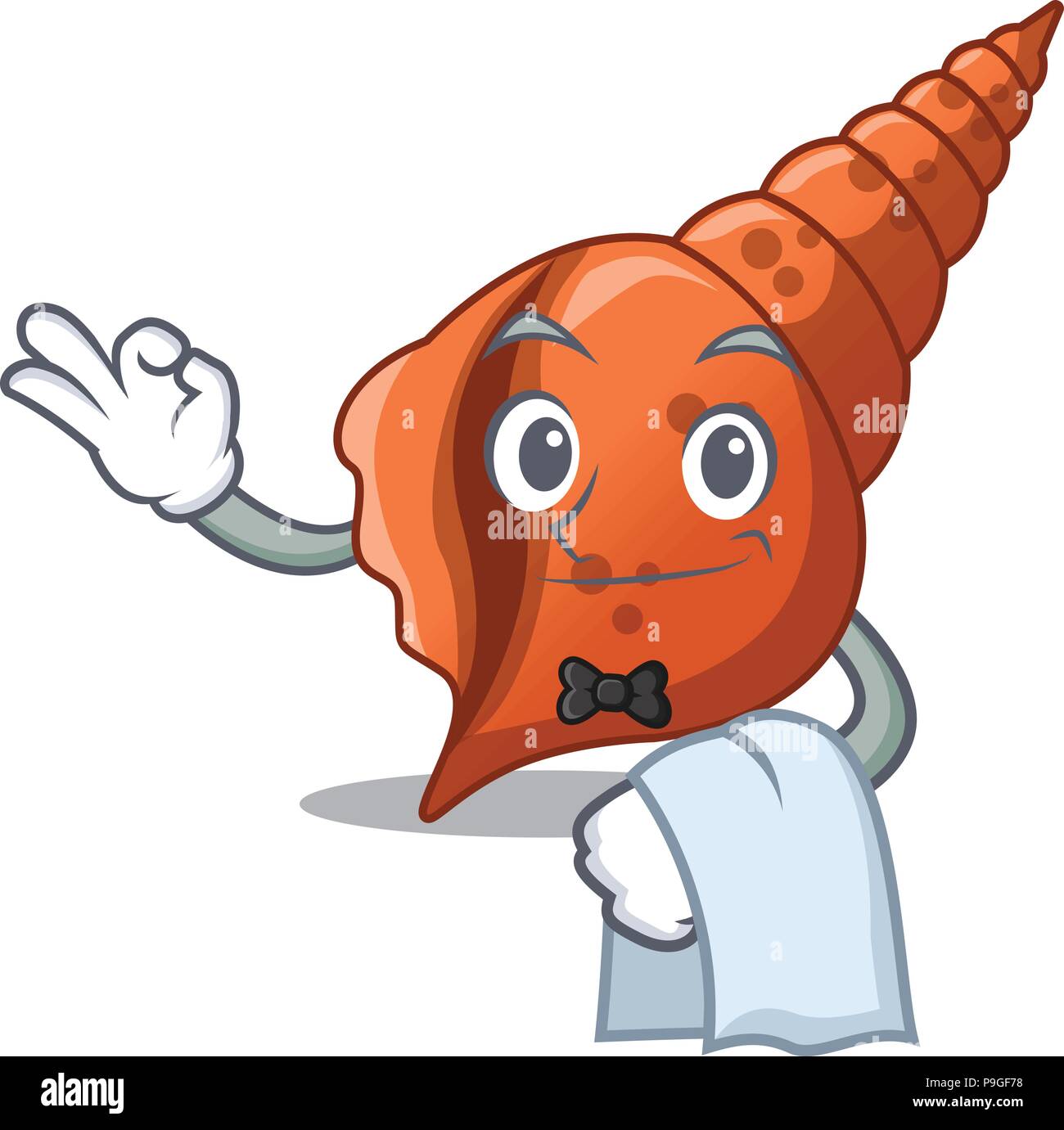 Waiter long shell mascot cartoon Stock Vector Image & Art - Alamy