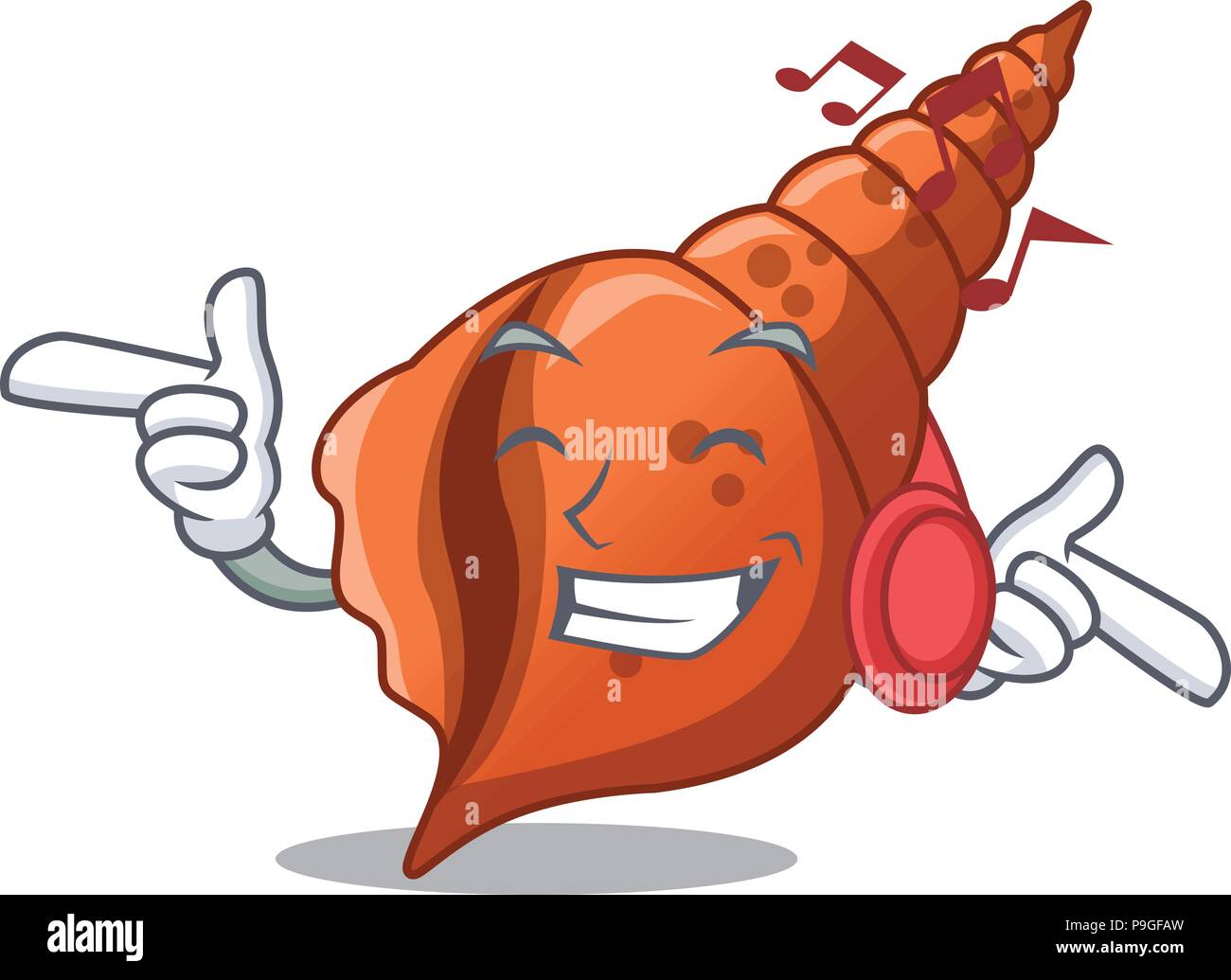 Listening music long shell mascot cartoon Stock Vector Image & Art - Alamy