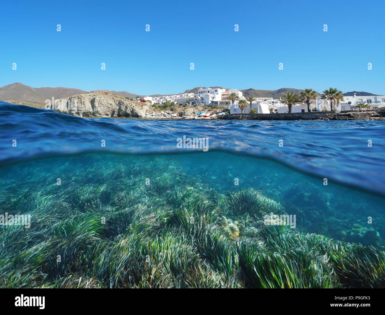 Fishing village La Isleta del Moro on the Mediterranean coast with ...