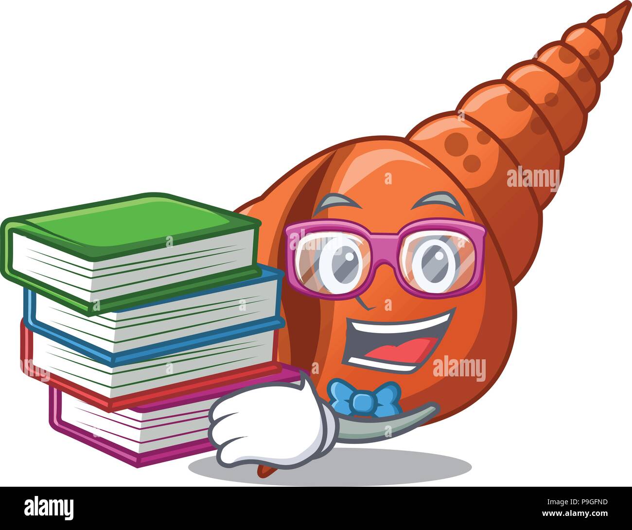 Student with book long shell mascot cartoon Stock Vector Image & Art ...