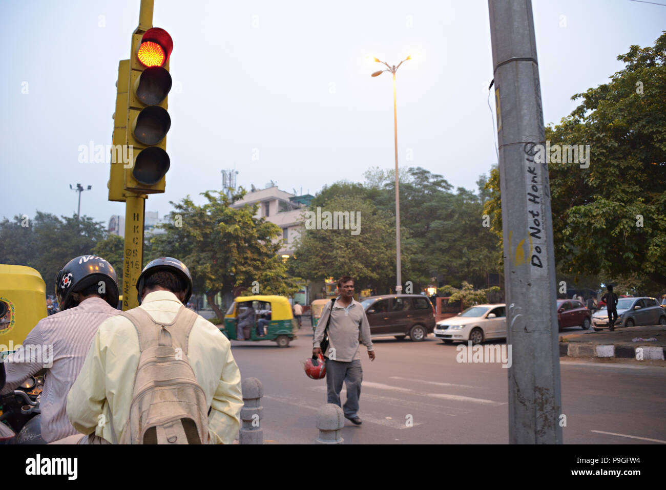 Street scenes of real life in Delhi India, photographed from a moving ...