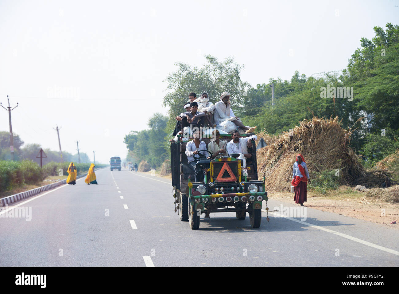 Street scenes of real life in Delhi India, photographed from a moving ...