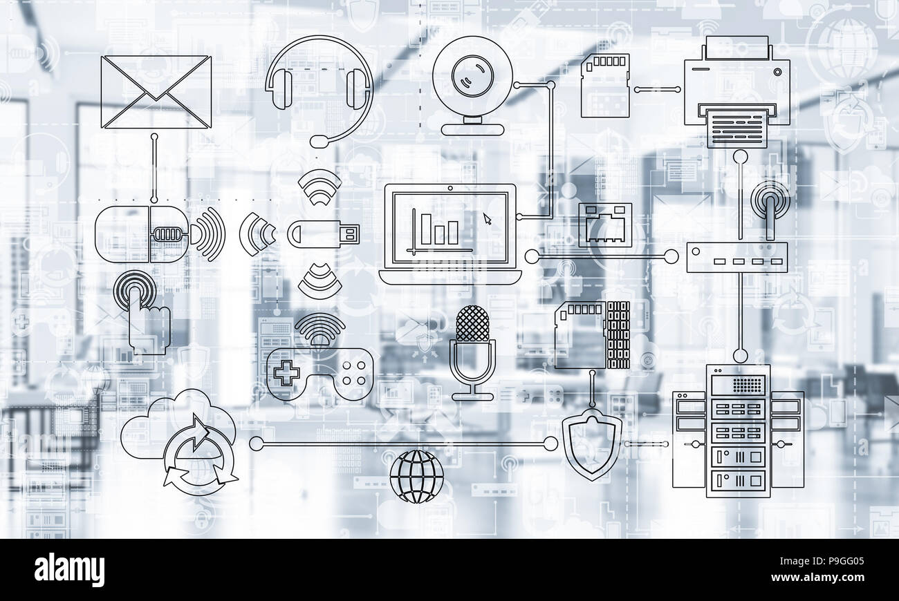 Technology background image with media interface as connection a Stock ...
