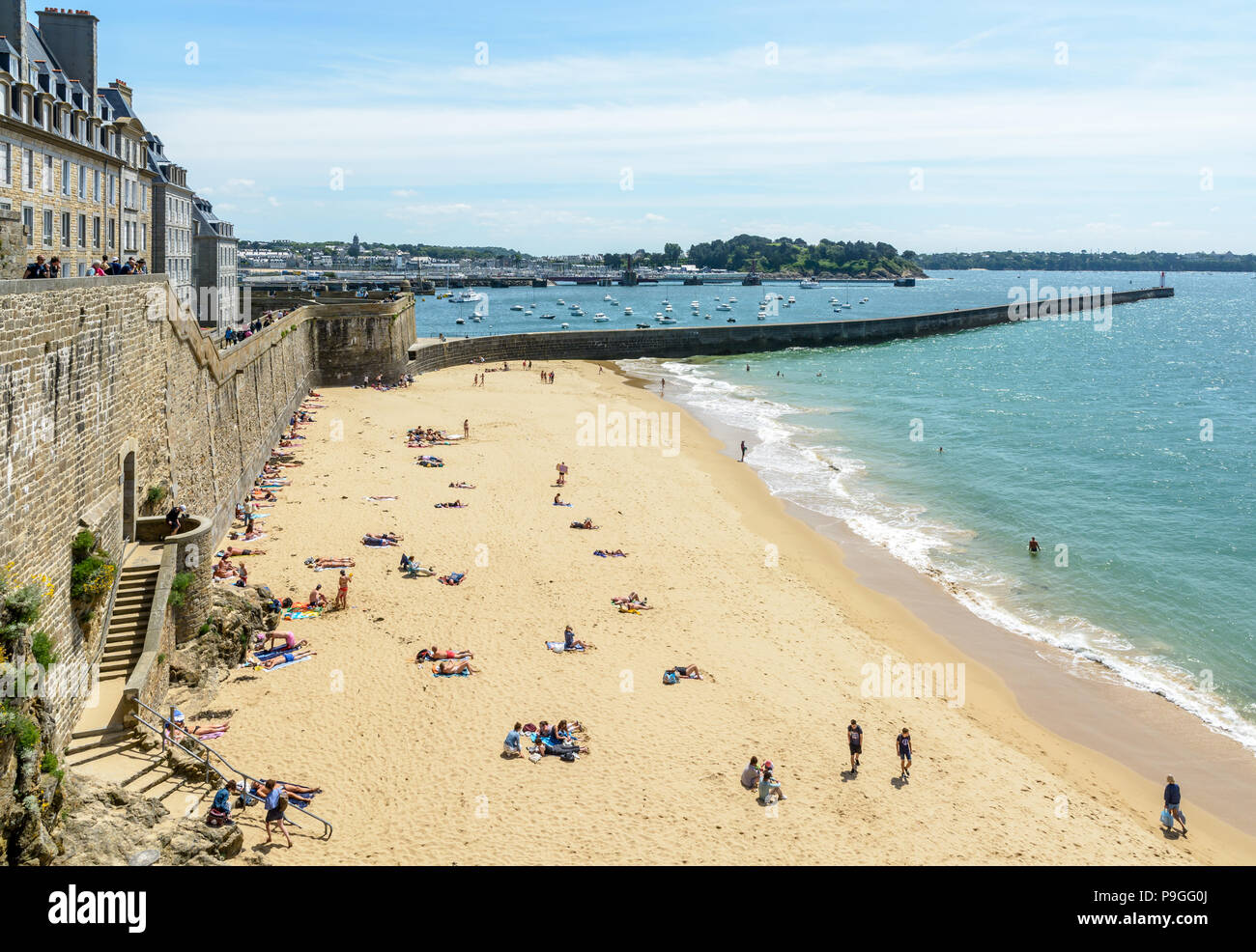 The Mole beach at the foot of the ramparts, between the mole and the ...