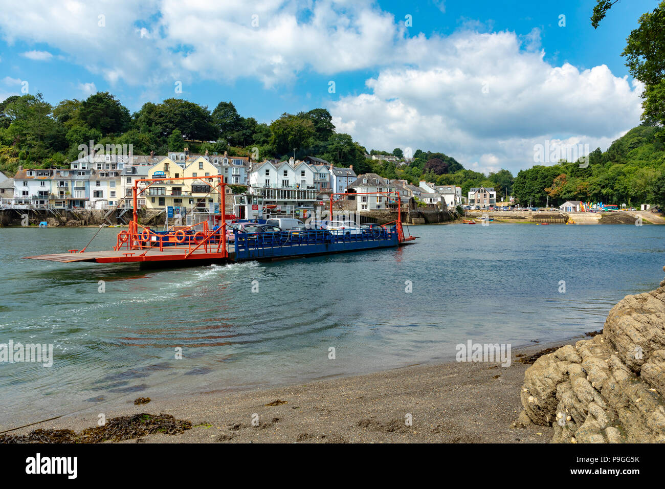 Fowey Cornwall England July 14, 2018 View across the River Fowey from ...