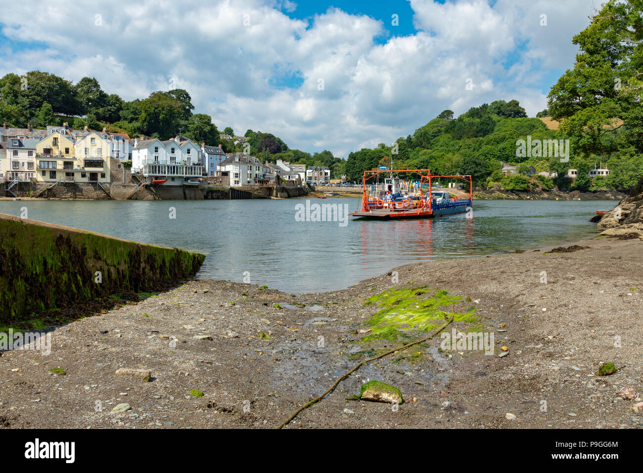 Fowey Cornwall England July 14, 2018 View across the River Fowey from ...