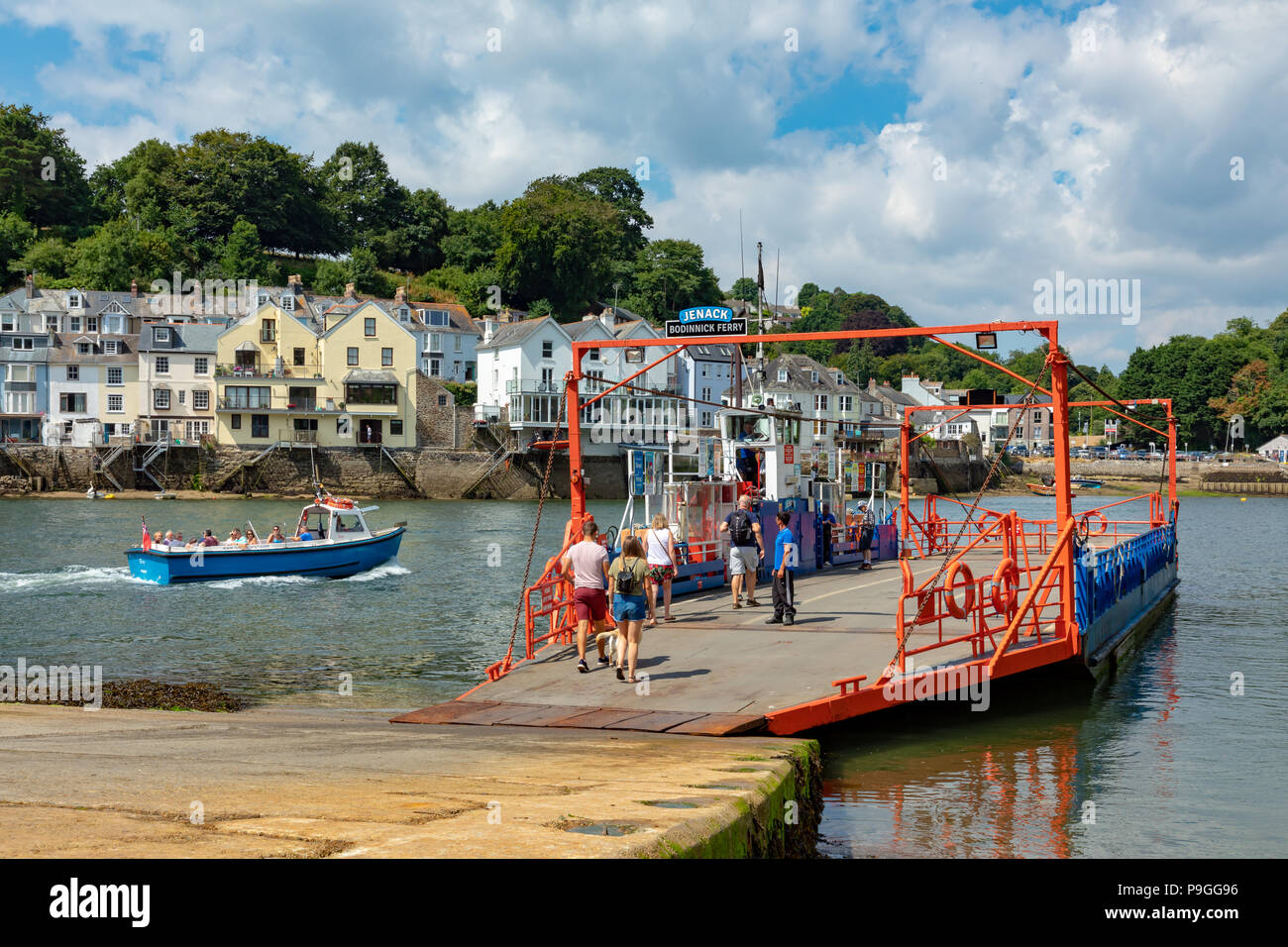 Fowey Cornwall England July 14, 2018 View across the River Fowey from ...