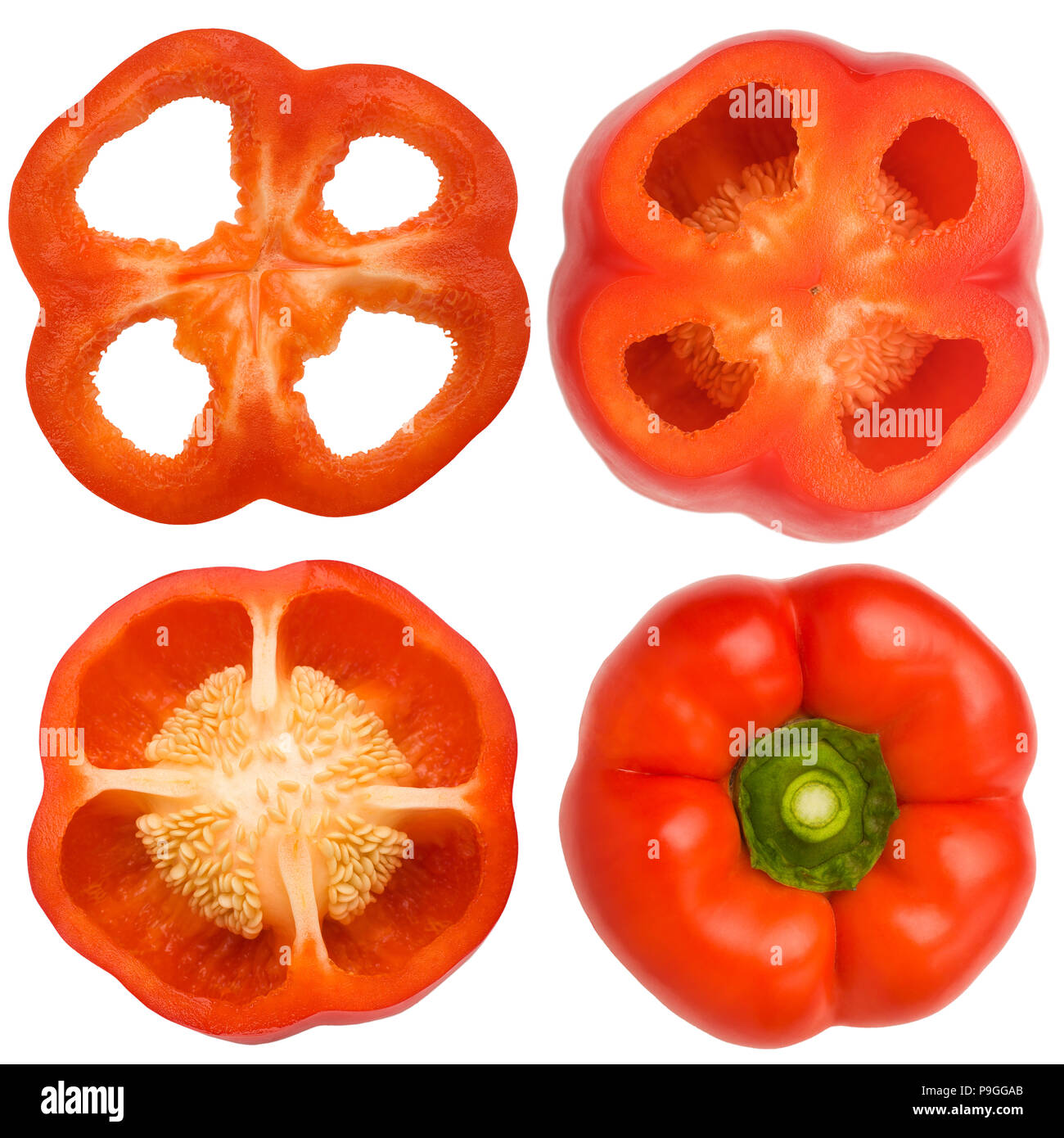sliced â â red pepper on white background, isolated Stock Photo - Alamy