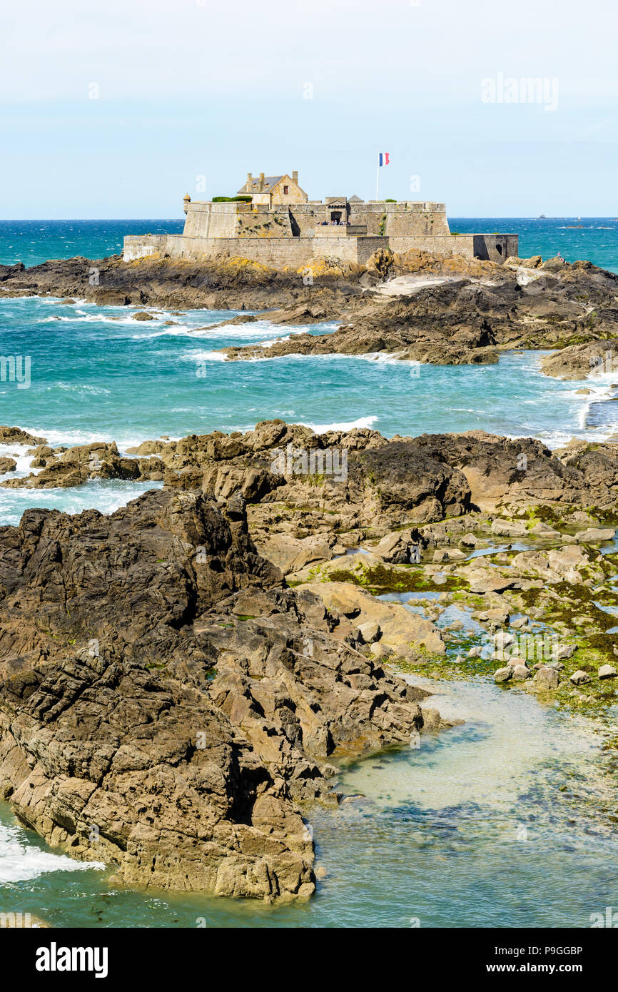 The Fort National built by french military architect Vauban on a tidal ...