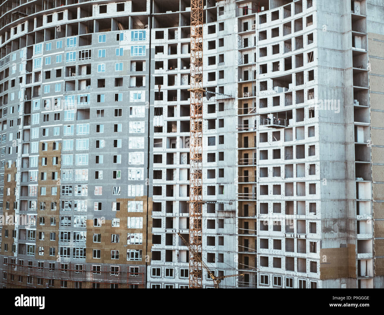 Construction of multi-storey office building or apartment complex with ...