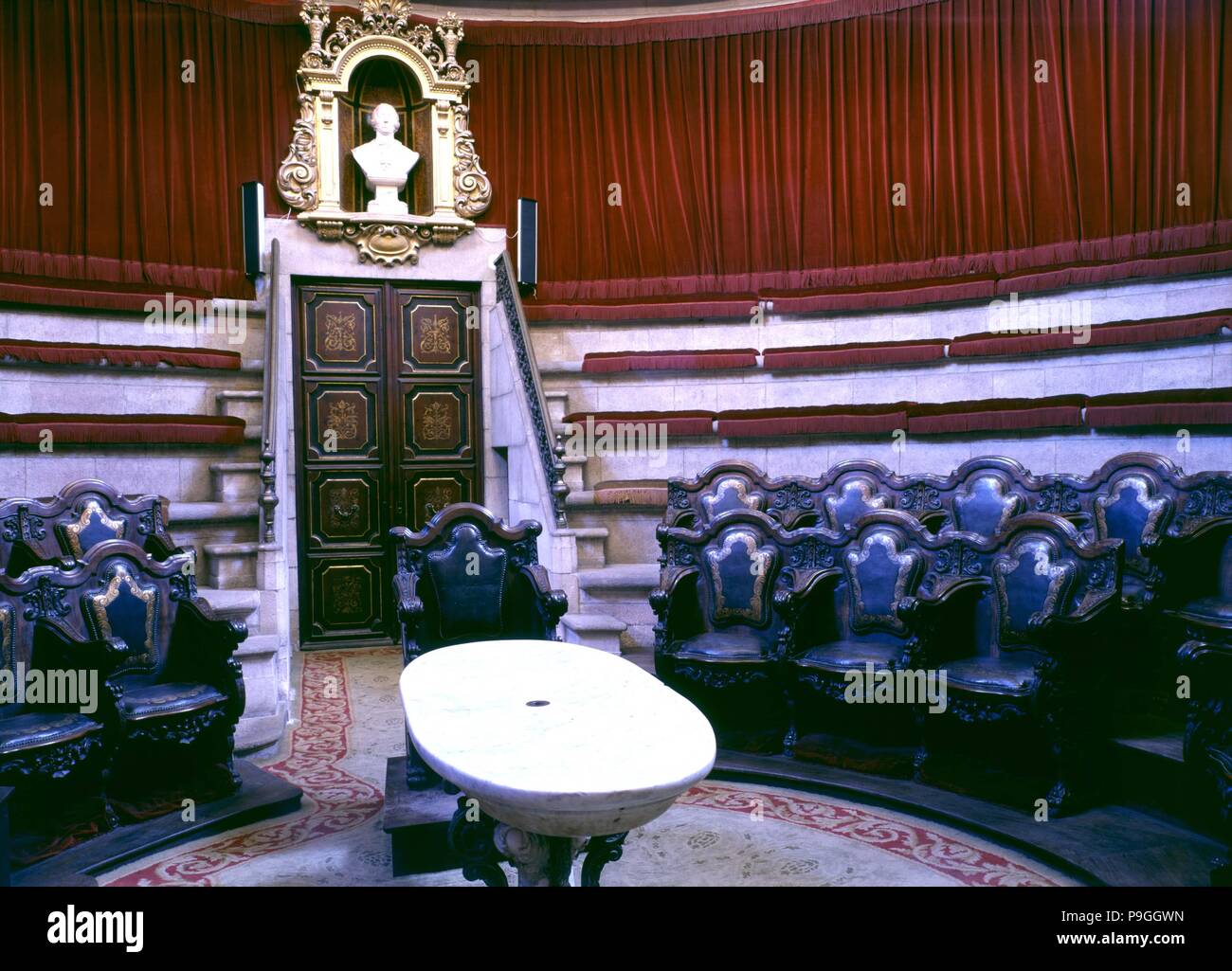 Interior of the circular hall of the Royal Academy of Medicine of ...