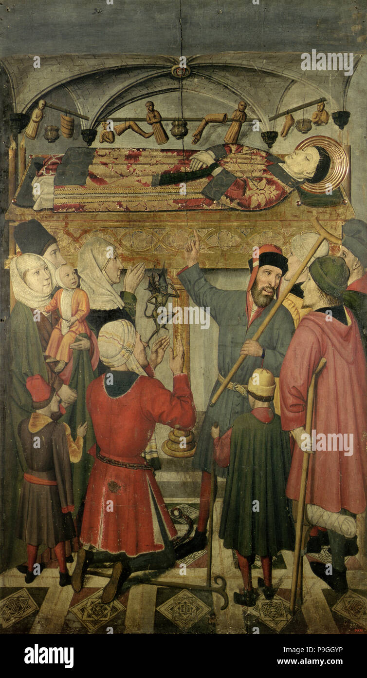 Table of the tomb of Saint Vincent and exorcism of a possessed', detail ...