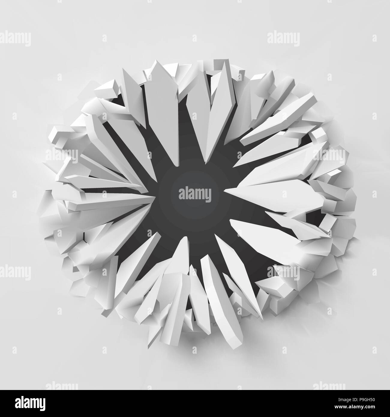 vector illustration of exploding wall with free area on center for any ...
