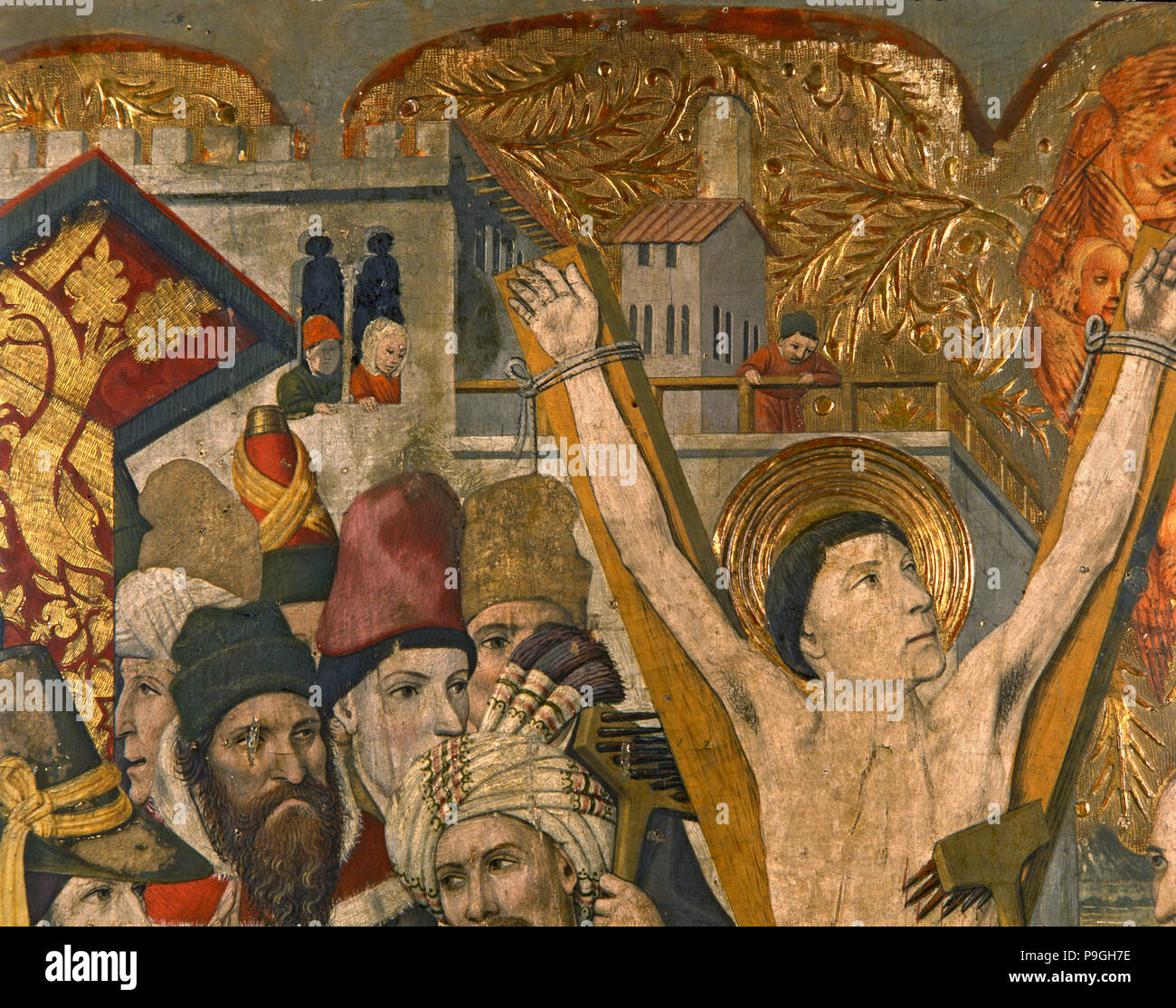 Altarpiece of Saint Vincent. Detail of the Saint in the rack Stock ...