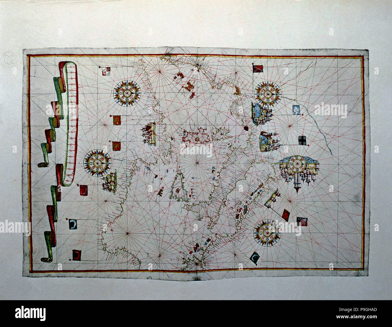 Atlas of Joan Martines, Messina, 1582. Portulan chart of the ...