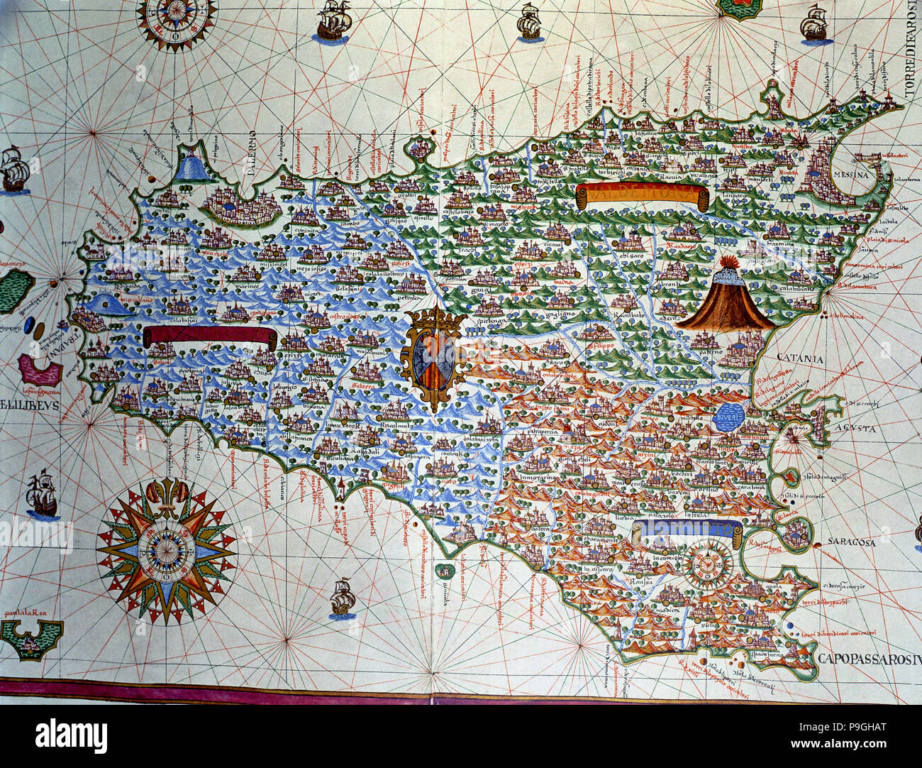 Atlas of Joan Martines, Messina, 1582. Portulan chart of the island of ...